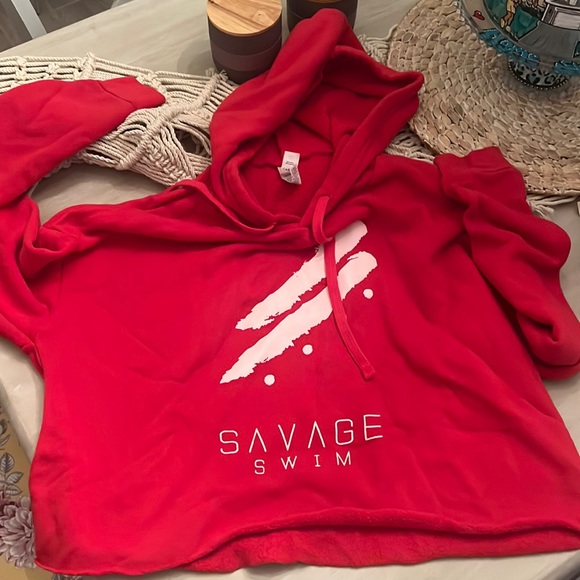 Sweaters | Savage Swim Red White Crop Hoodie Royal Appreal Brand Vguc ...